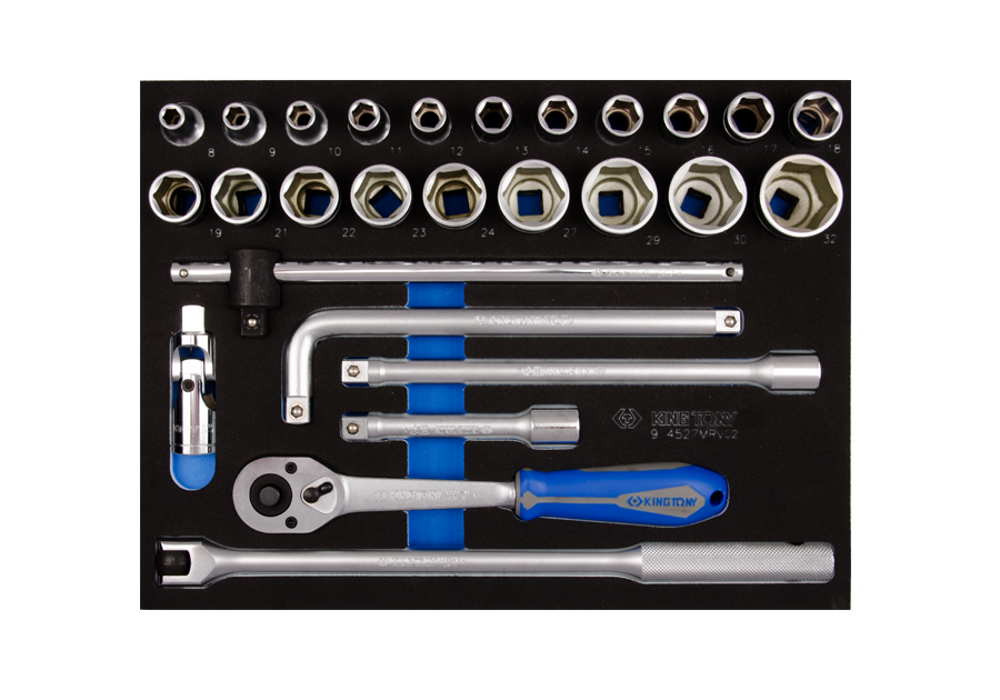 27PC.1/2"DR.SOCKET SET 6PT METRIC FOR TOOL BOX