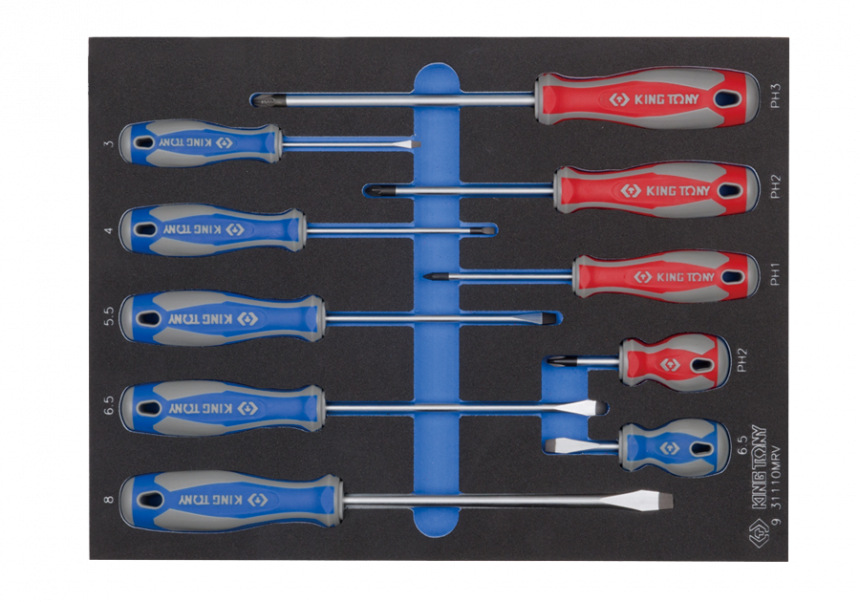 10PC.SCREWDRIVER SET WITH EVA TRAY FOR TOOL TROLLEY